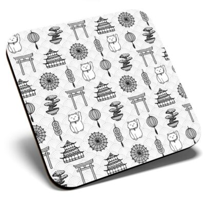 Square Single Coaster bw - Awesome Japanese Oriental Japan #41468 | eBay UK