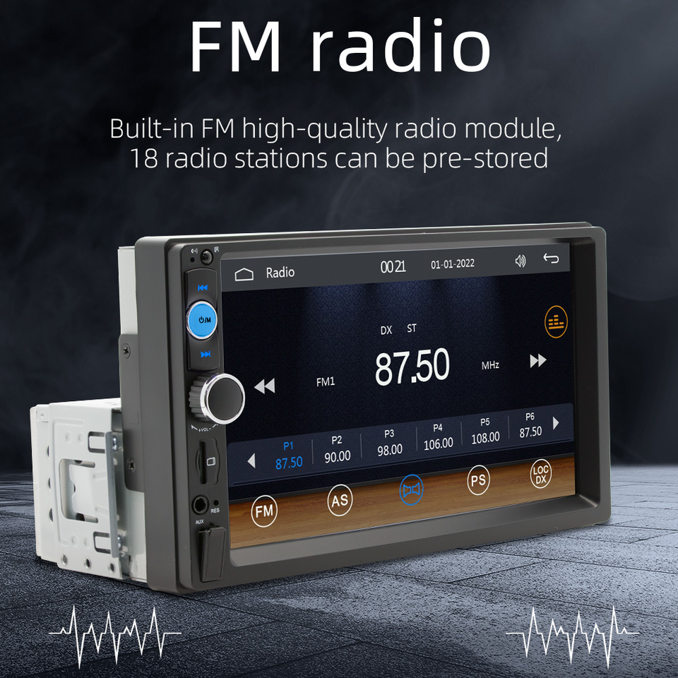 Single 1Din 7" Touch Screen Stereo Bluetooth Radio Car Apple/Android ...