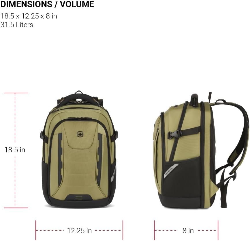 NEW SwissGear Olive Green Travel Tech Pro ScanSmart Laptop Backpack TSA ...