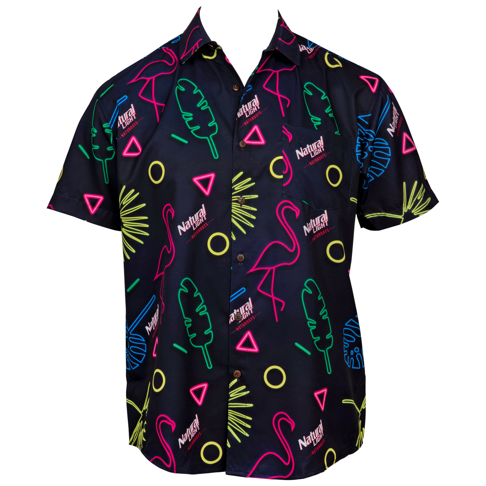 Natural Light Naturdays Retro Tropical Bros. Hawaiian Shirt Black | eBay