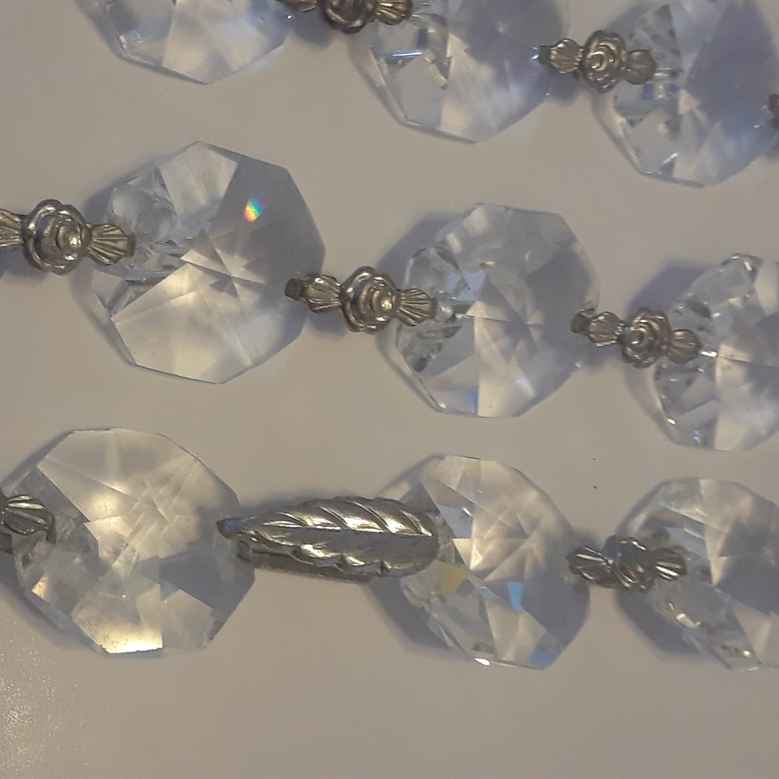 Chandelier Crystal Octagonal Prisms Replacement Pcs with Silver Leaf ...