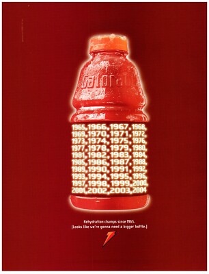 2004 Gatorade Print Ad Rehydration Champs Since 1965 Super Bowl Years ...