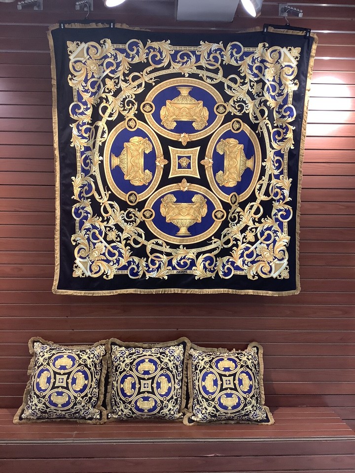 55”55” Large Custom Made Versace Lion And Urn Upholstery Velvet With ...