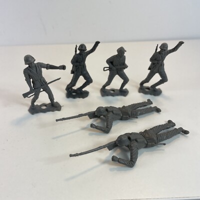 MPC WW II Plastic German Soldiers Lot Of 6 Gray Nice Detail Collectible ...