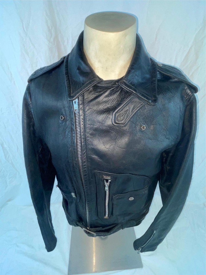 VTG 40S 50S M PLAID LINED BECK NORTHEASTER FLYING TOGS HORSEHIDE ...