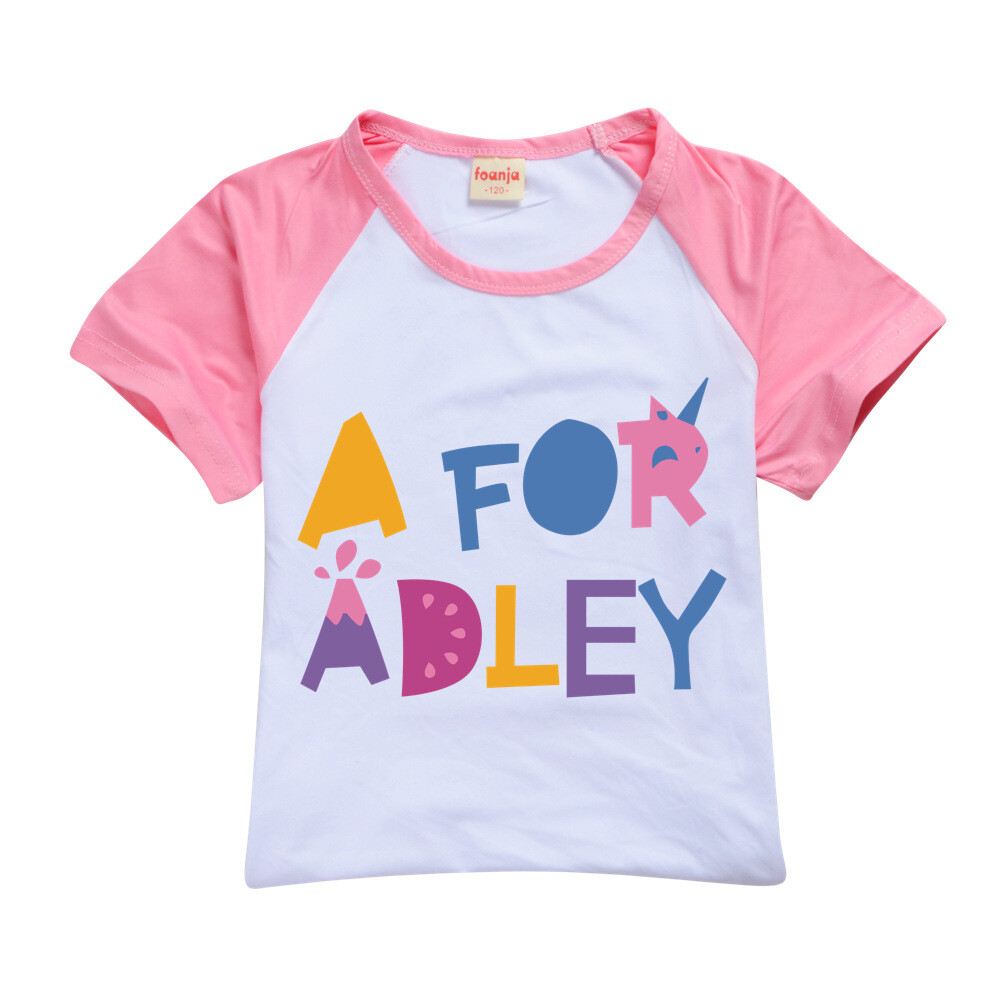 2Pcs Set Girls A FOR ADLEY Casual T-shirt Tracksuit Set Sports Top ...