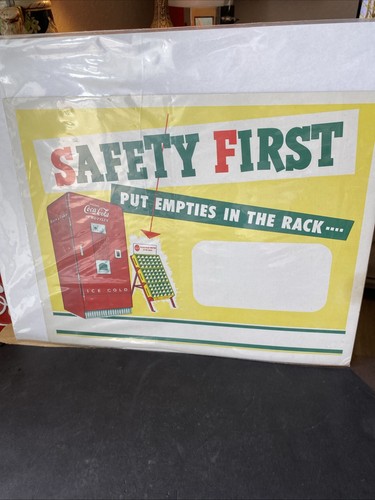 COCA COLA Work Safety Cardboard Sign PUT EMPTIES IN THE RACK Minty ...