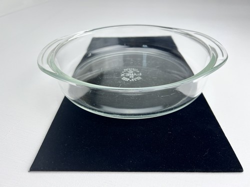 Pyrex 221 8-1/4 Inch Pie Plate Baking Dish Clear Glass Tab Handles Made ...