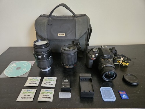 Nikon D3300 24.1MP Compact SLR Camera 18-55mm 55-200mm 70-300mm + BAG ...