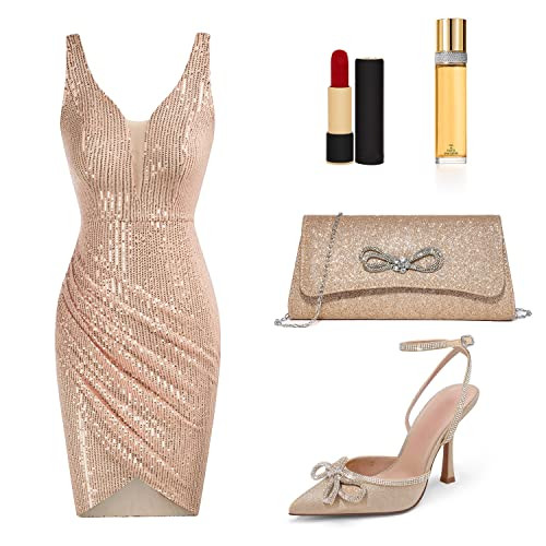 Womens Evening Bag Sparkly Bow Clutch Purse Wedding Prom Formal ...