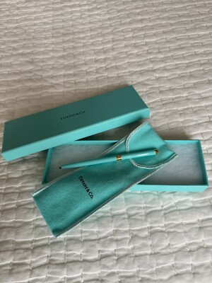 Tiffany retractable pen, blue tiffany color, original sleeve and box ...
