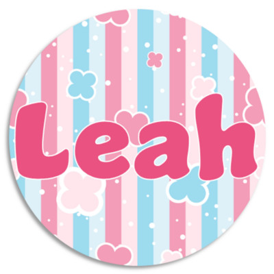 Leah - Circle Sticker Decal 3 Inch - Name Tag Water Bottle School ...