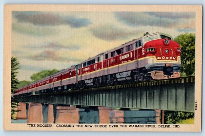Delphi Indiana IN Postcard Crossing New Bridge Over Wabash River ...