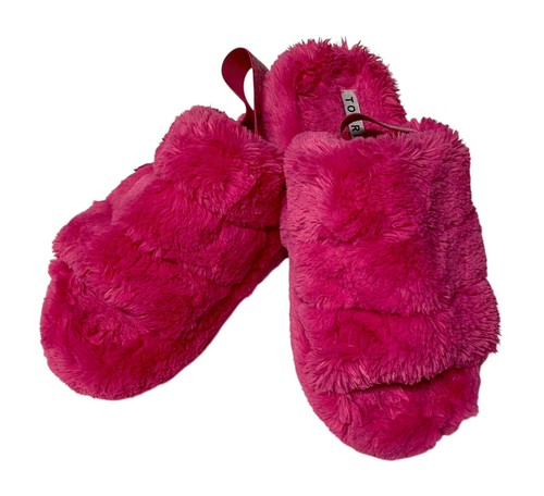Womens Torrid Slippers Pink Platform Size 11.5 Fuzzy Elastic Back Strap ...