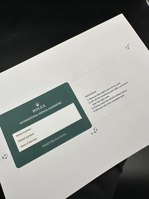 Official Blank Rolex Service Card from Rolex Service Center. NEW | eBay