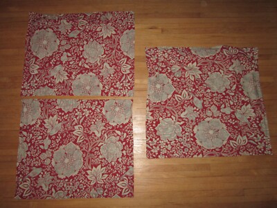 Retired POTTERY BARN Deep Red & Pale Blue Floral + Bird Print Set 3 ...
