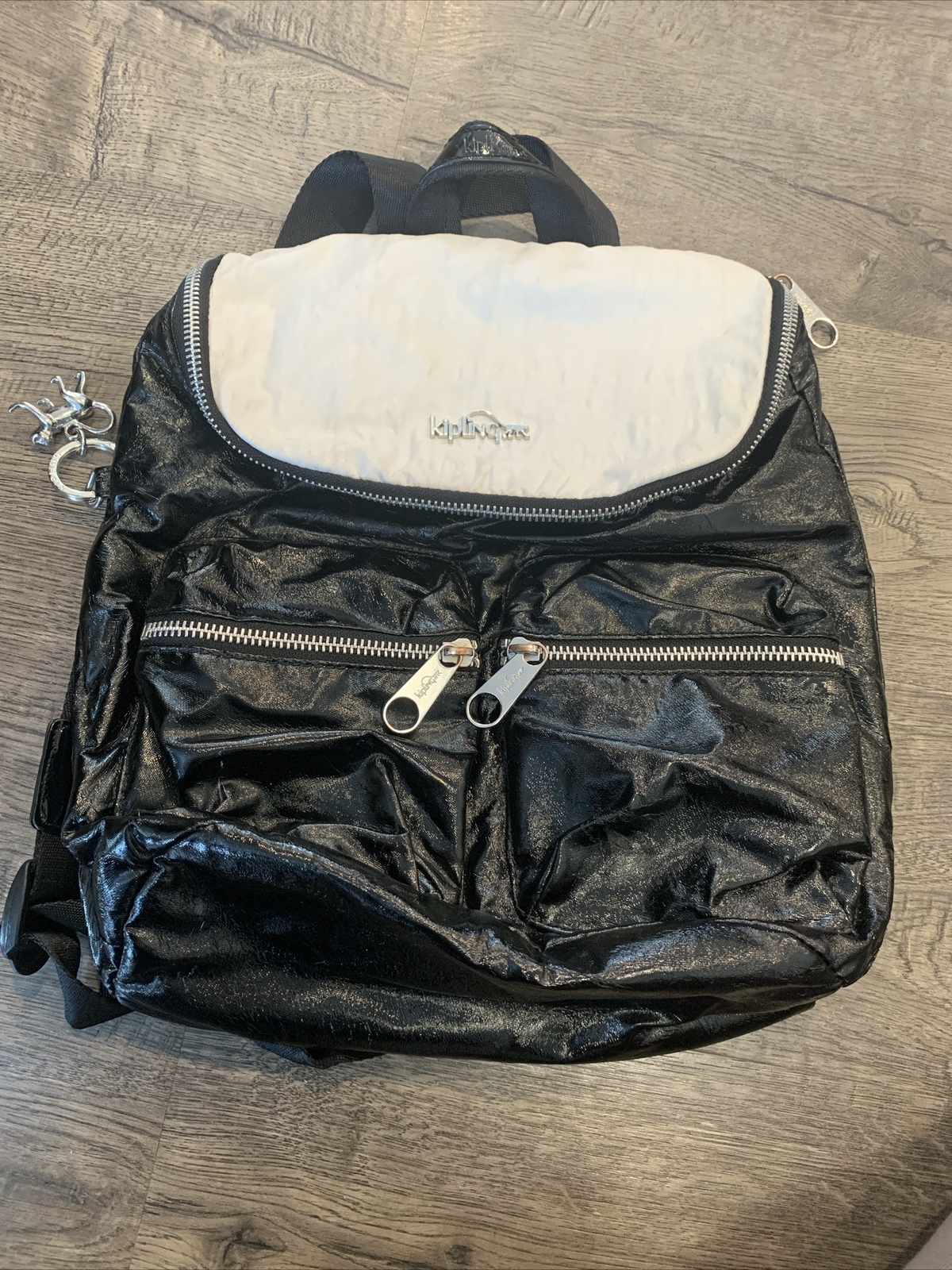 Kipling Small Backpack Shiny Black White Jual Shacki … - Gem