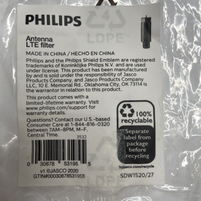 Philips LTE Filter for TV Antenna Filters 4G 5G LTE Signal to Reduce ...