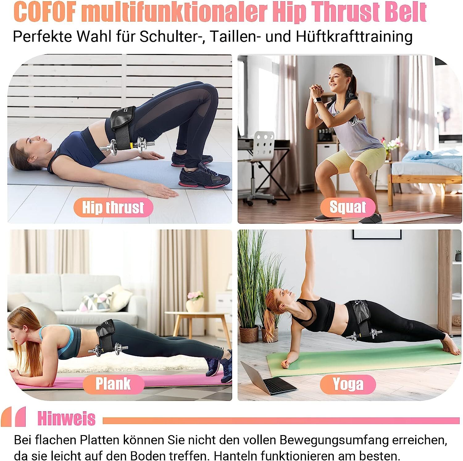 Thrust Belt Wearable For Dumbbell Squat Hip Bridge Plank Support With ...