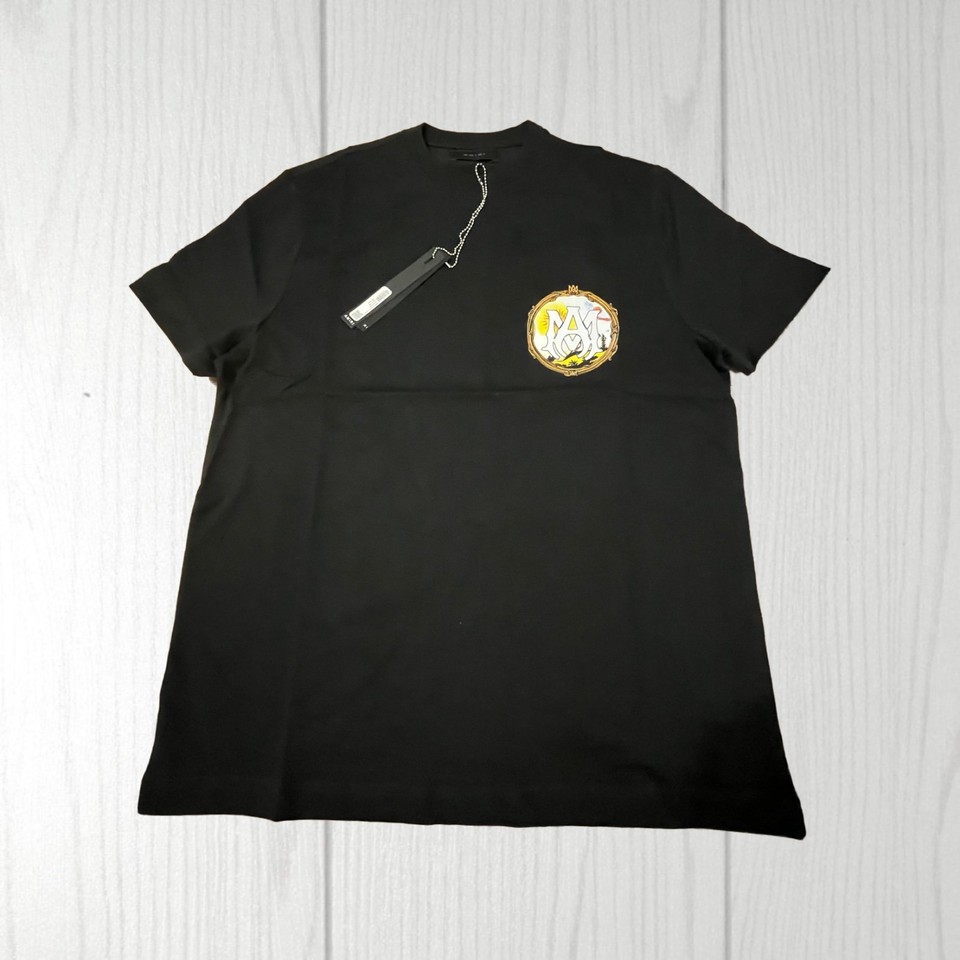 🔥 AMIRI Black T-Shirt Size M Scenic Sunset Graphic Logo Tee Front ...