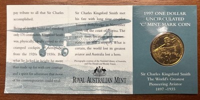 1997 Australian $1 Coin Decimal x 1 Kingsford Smith ‘C’ Mint Mark ...