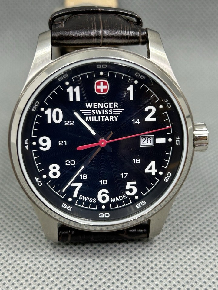 Wenger Swiss Army Men's Watch Terragraph Brown Leather w/ Black Dial | eBay