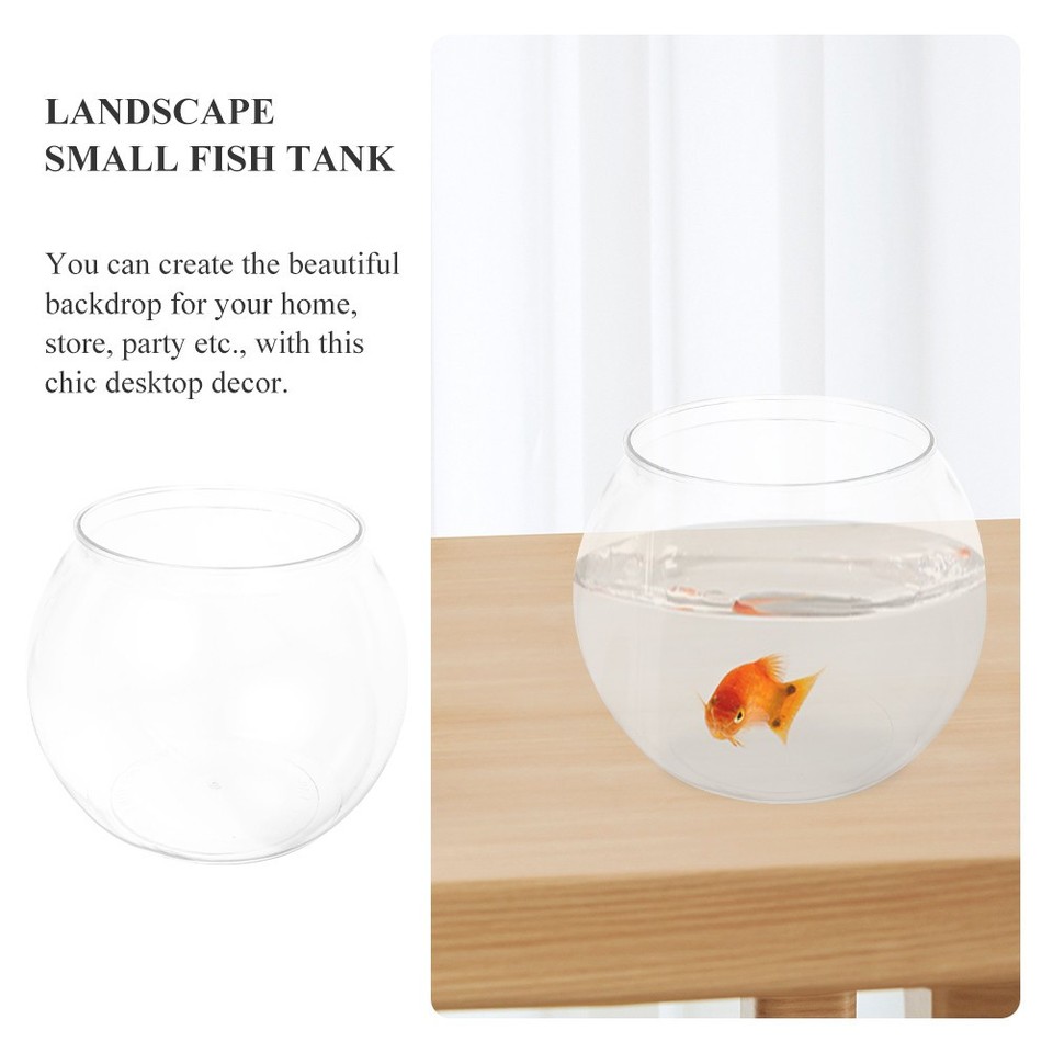 Aquatic Plant Pot Fish Bowl with Lid Tanks Desktop Globe Clear for ...