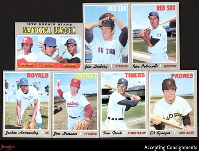 Lot of 7 1970 Topps Baseball High Numbers RED SOX, PADRES, TIGERS w ...