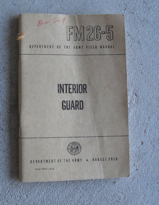 1956 Army Book FM 26-5 Interior Guard | eBay