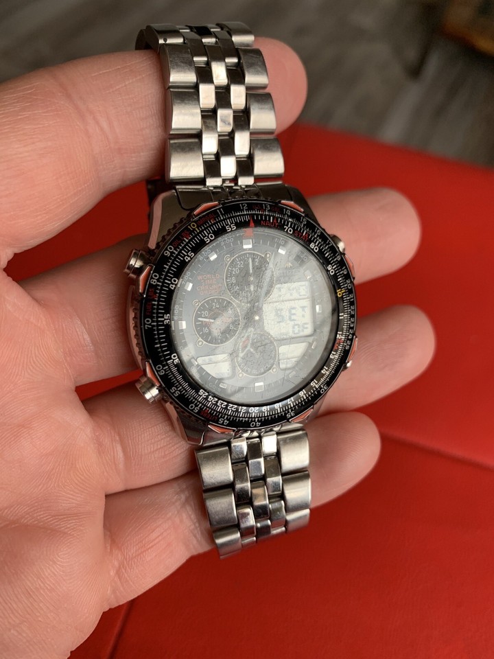 AUTHENTIC CITIZEN WORLD TIME CHRONO NAVIHAWK ANADIGI JAPAN MENS C300 ...