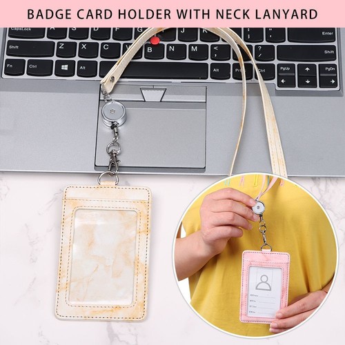 Pattern Card Pouch PU Leather Card Holder Wallet Case Neck Lanyard ...