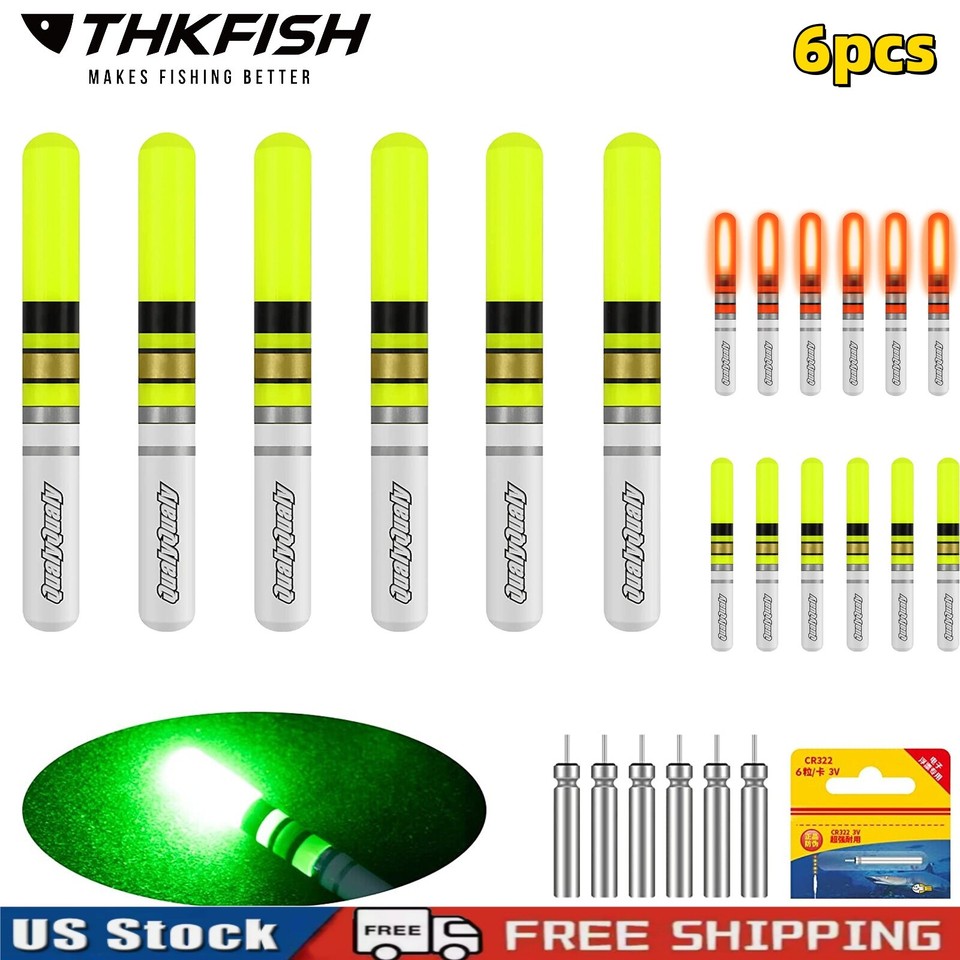 6PC Fishing Glow Sticks LED Glow Sticks for Fishing with Batteries ...