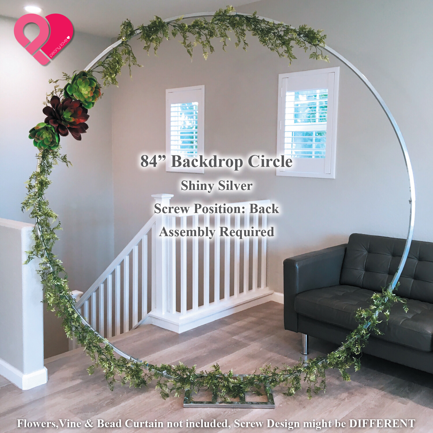 Round Circle Wedding Arch Backdrop Gold Silver Wreath Ring Centerpiece ...