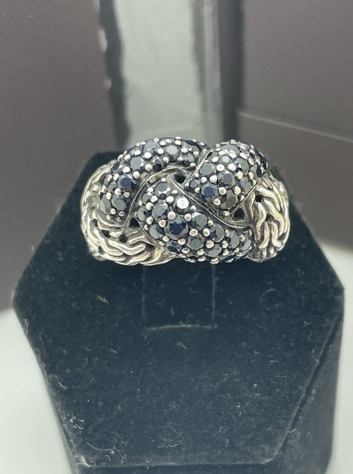John Hardy 925 Classic Chain Lava Braided Black Sapphire Ring SZ 5.75 ...