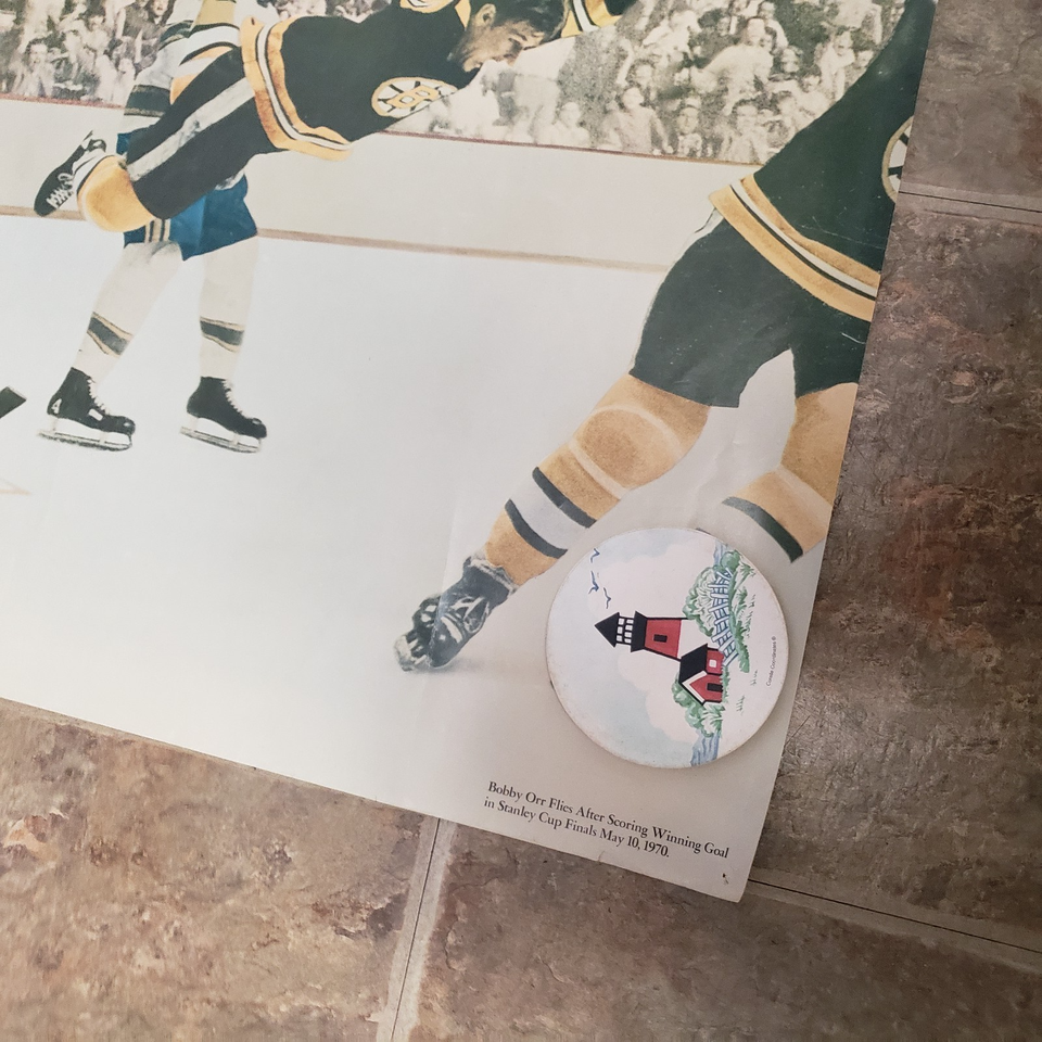 BOSTON BRUINS BOBBY ORR classic photo 1970 COLOR poster 29" X 21" RARE ...