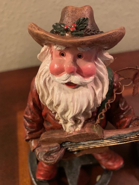 2 Santa Cowboy Western Christmas Figurines Boots Guitar Saddle Hat ...