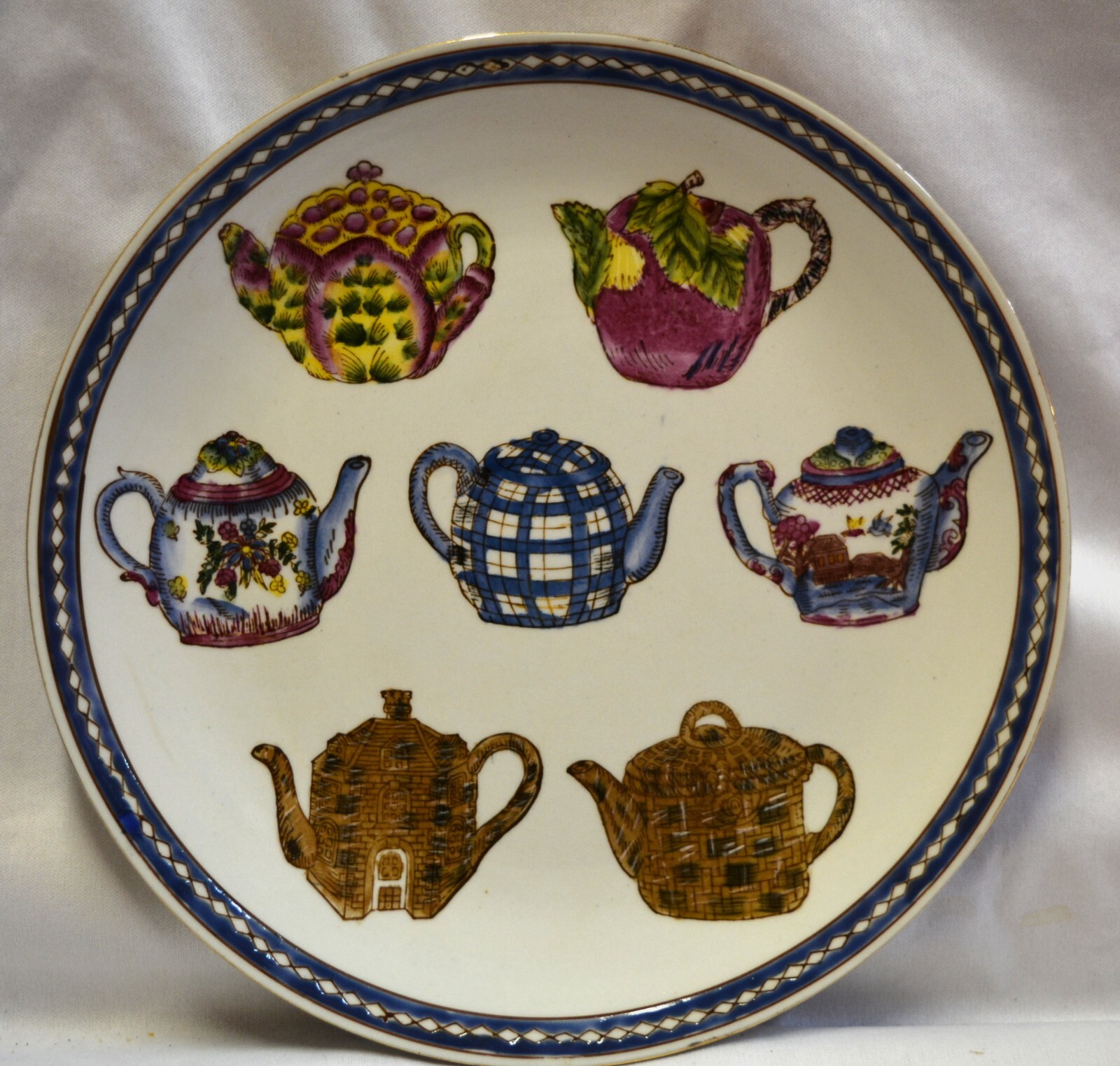 Hand Painted Oriental Accent Decorative Tea Pot Plate 10.5'' Diameter ...