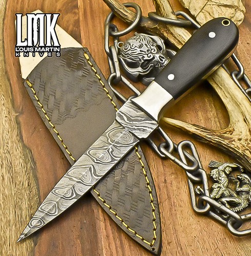 LMK Hand Forged Full Tang Hunting Knife Twist Damascus Micarta Steel ...