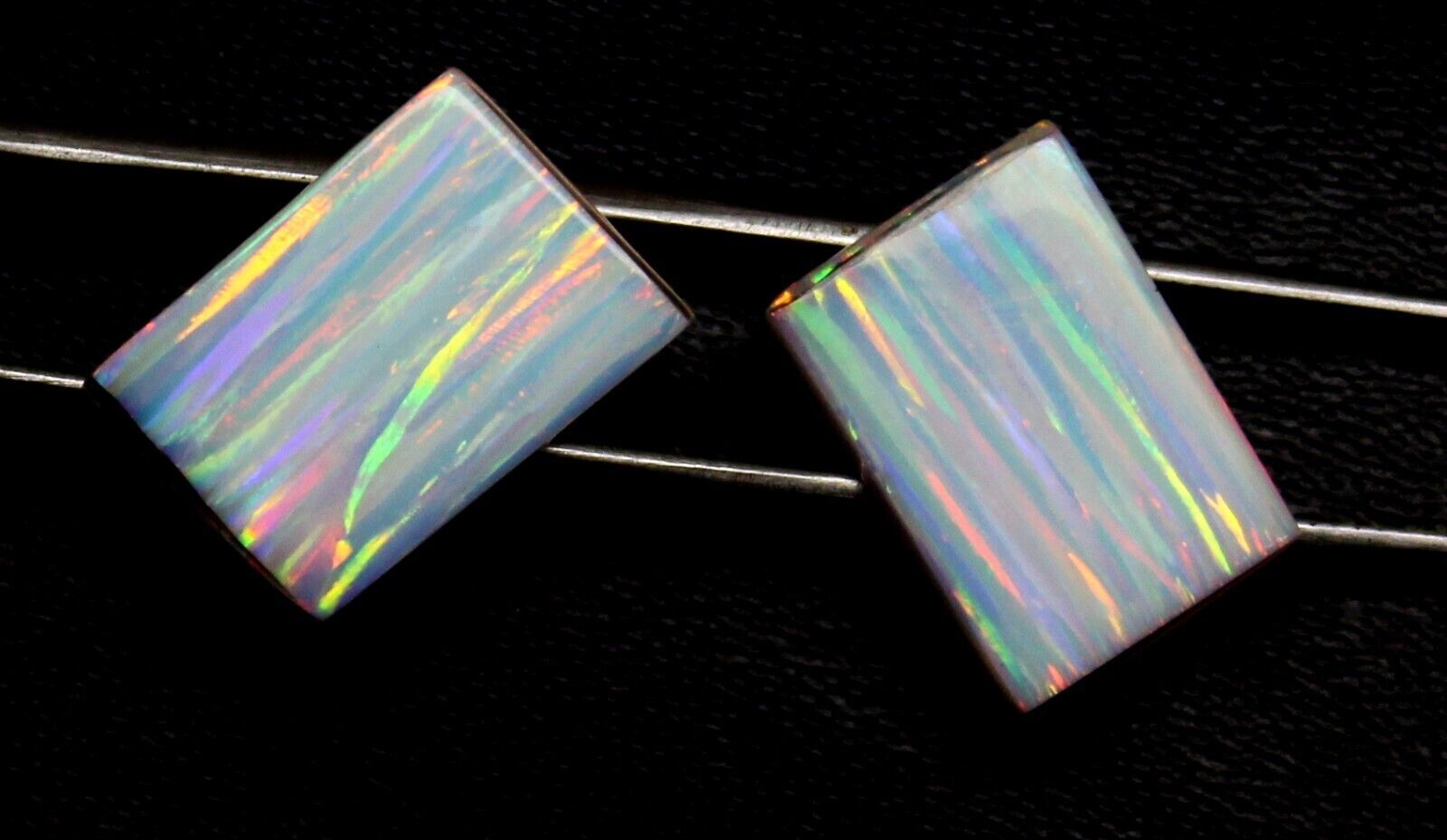2 pcs Pair Multi Chinese Opal Cabochon 16x11.5 mm Rectangle Shape Loose ...