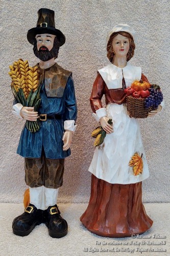 NEW Mr & Mrs Pilgrim LARGE 12" Figures ELEGANT FALL Thanksgiving TABLE ...