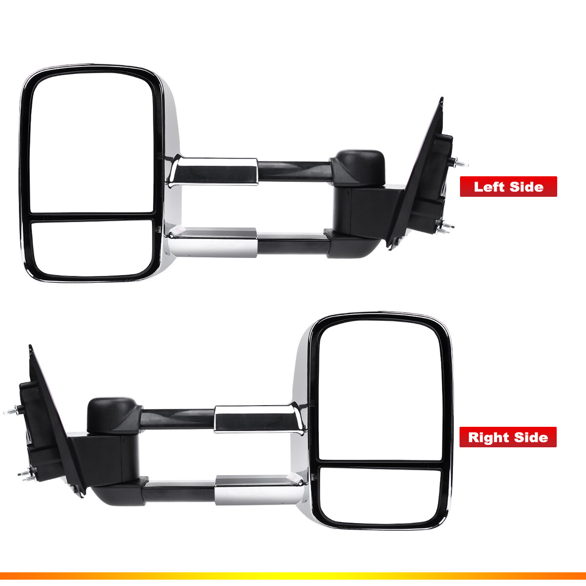 Pair Manual Chrome Extendable Towing Mirrors for Ford Ranger PX1 PX2 ...