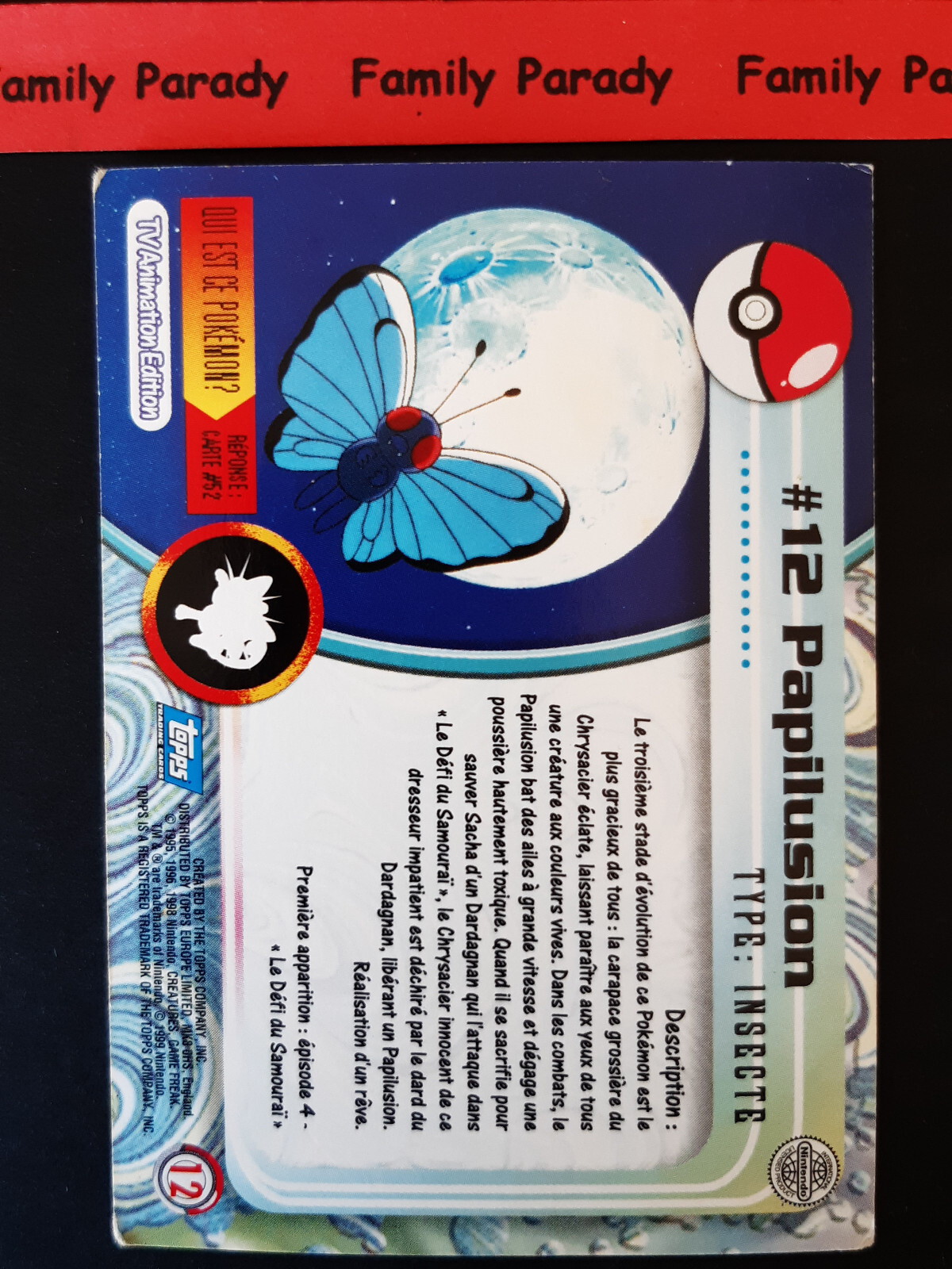 Butterfree #12 Card Topps Pokemon Nintendo TV Animation Edition French ...