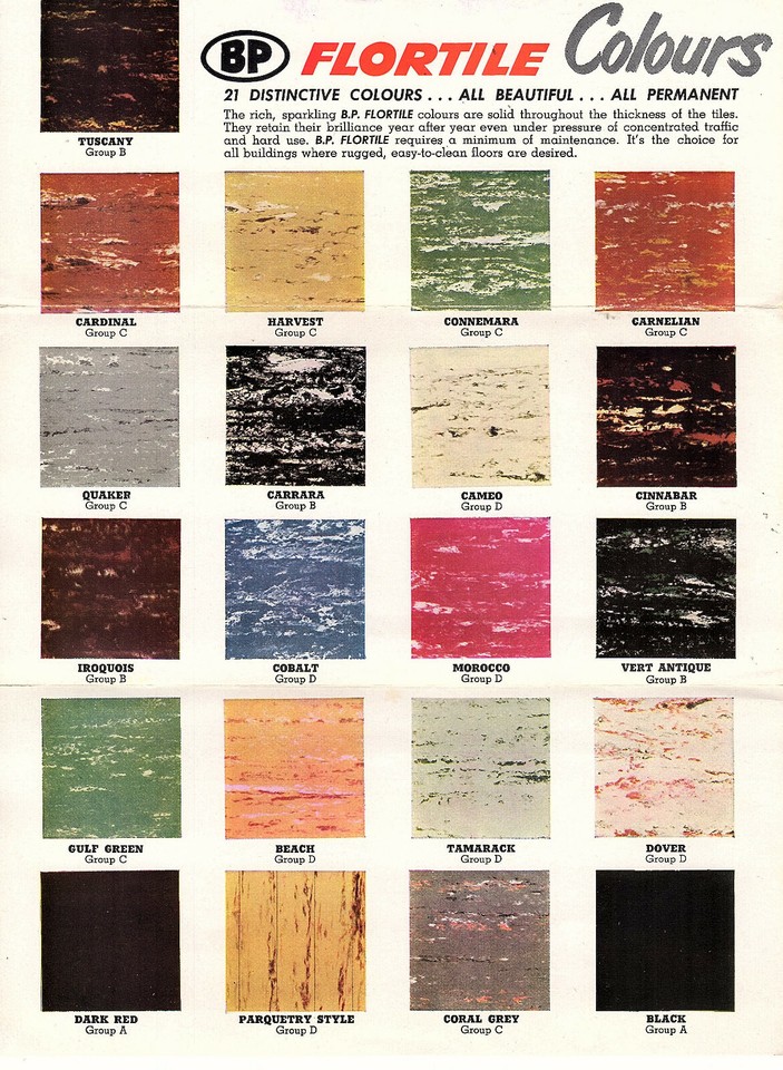 Floor Tile Sample Color Chart Specs Vtge Brochure Building Products Ltd ...