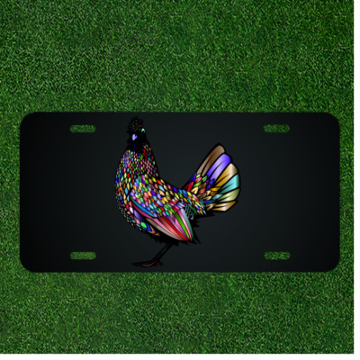Custom Personalized License Plate Auto Tag With Colorful Chicken Design ...