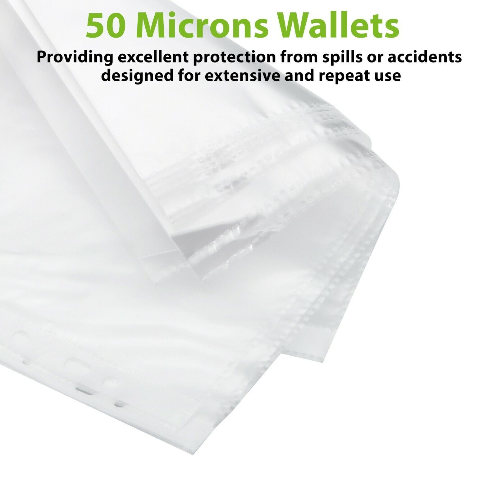 100 x A4 Clear Punched Poly Pockets Folders Filing Wallets Sleeves See ...