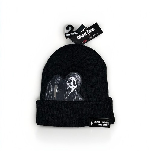 New Hot Topic Hat One Size Peeking Beanie Knit Scream GHOST Face Black ...