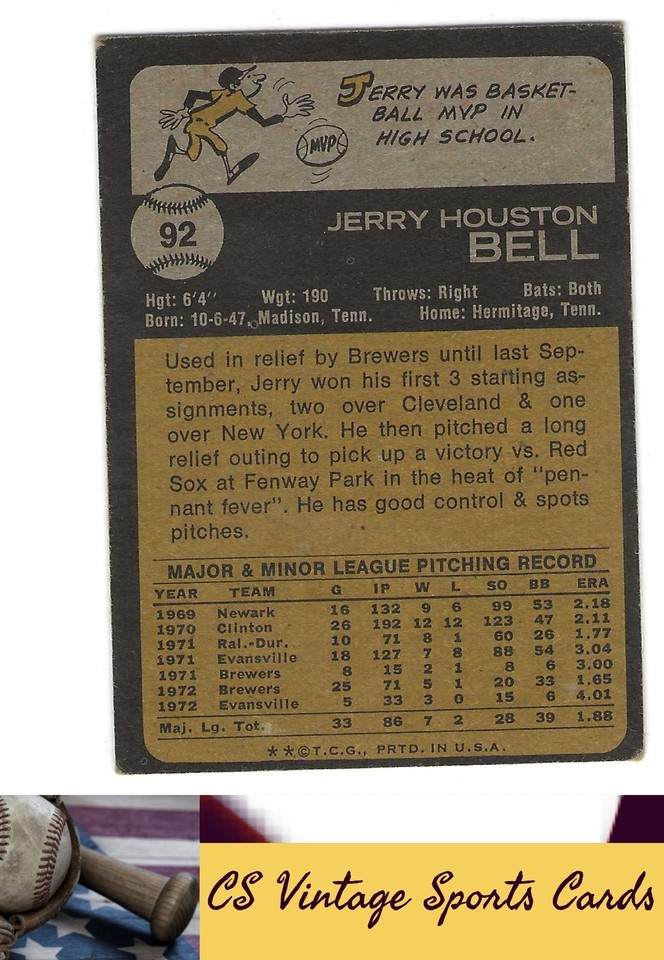 1973 Topps #92 Jerry Bell | eBay