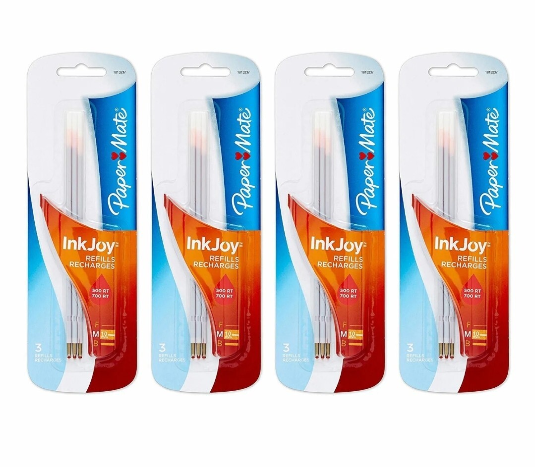 Paper Mate InkJoy Long Ballpoint Pen Refills, Medium Point, Red Ink ...
