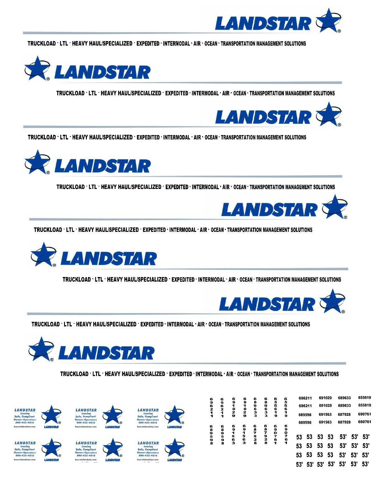 HO Scale Truck / Trailer Decals. " LandStar " | eBay