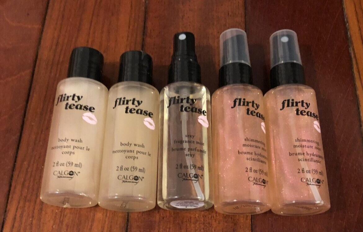 5 Calgon Flirty Tease body wash, Fragrance & moisture mist 2oz each | eBay